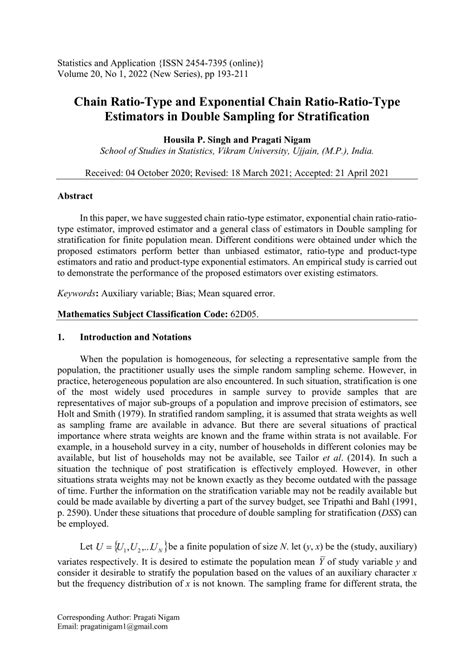 Pdf Chain Ratio Type And Exponential Chain Ratio Ratio Type