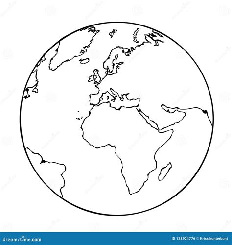 Earth Globe Simple Icon Pictogram Outline Stock Vector Illustration Of Globe Continents