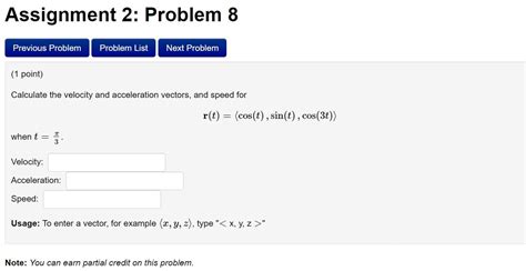 Solved Assignment 2 Problem 8 Previous Problem Problem List