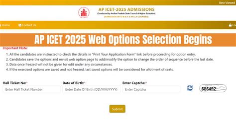 Ap Icet 2025 Web Options Selection Begins At Icet Check Complete Schedule