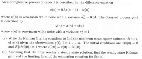 An Autoregressive Process Of Order 1 Is Described By