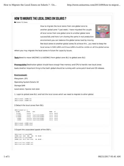How To Migrate The Local Zones On Solaris Unixarena Pdf
