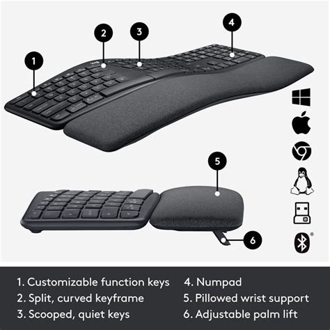 Logitech Ergo K860 Wireless Ergonomic Keyboard With Wrist Rest