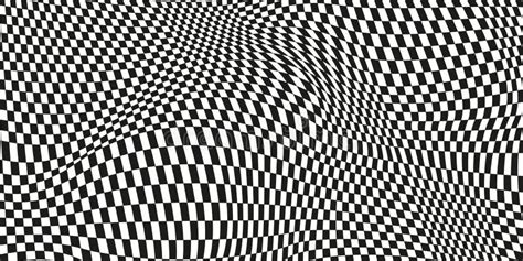Abstract Black And White Checkered Background Geometric Pattern With Visual Distortion Effect