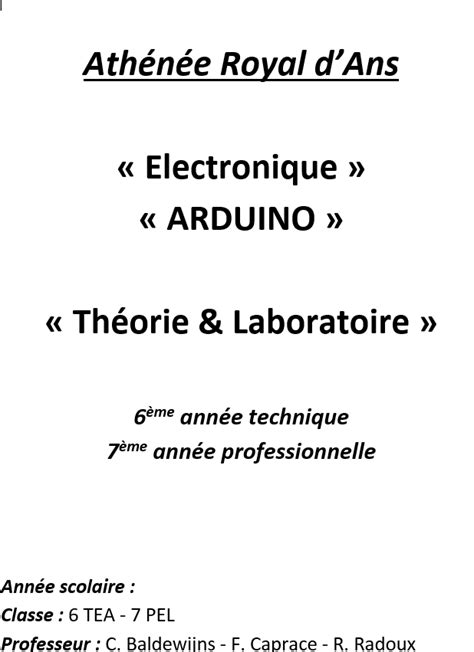 Arduino Théorie Et Exercices Techniques Inversées
