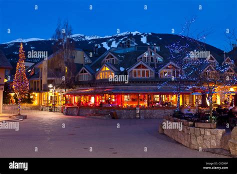 Village Square Whistler Village At Dusk Whistler Blackcomb Ski Resort