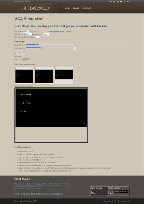 vga simulator only appears to render full frames whereas eastwood s site renders partial frames
