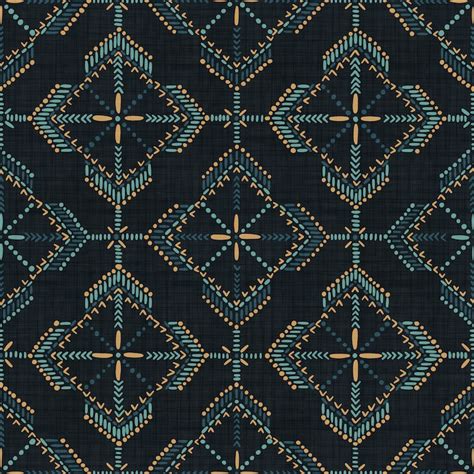 Midnight Gold Boho Tile Wallpaper