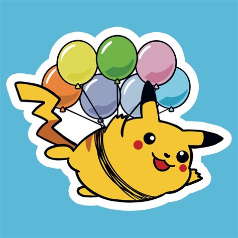 Flying Balloon Pikachu Sticker Etsy