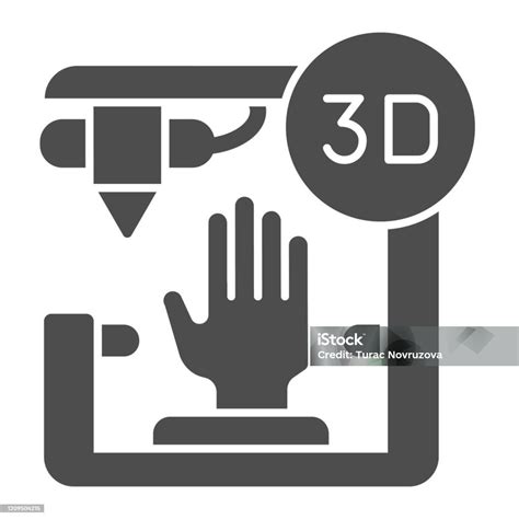 3d 오르간 인쇄 솔리드 아이콘입니다 바이오닉 핸드 프린팅 벡터 일러스트레이션은 흰색으로 분리되어 있습니다 웹 및 응용