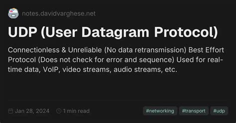 Udp User Datagram Protocol
