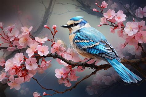 鸟和花艺术的迷人插图插画图片下载 正版图片600428778 摄图网