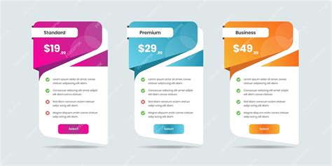 Premium Vector Abstractly Designed Pricing Comparison Table With Gradient For Business