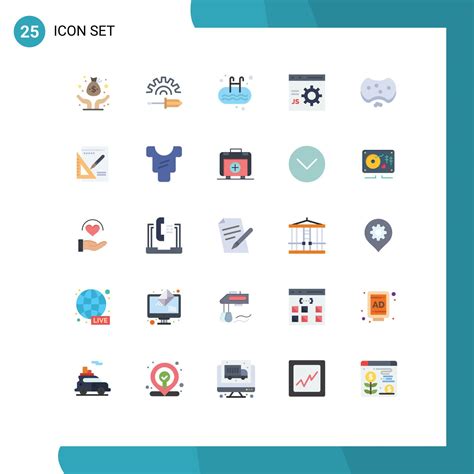 Stock Vector Icon Pack Of 25 Line Signs And Symbols For Programming Develop Gym Coding Swim