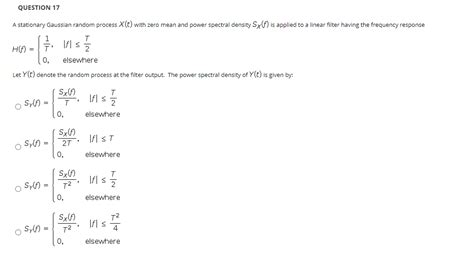 Solved Question 17 A Stationary Gaussian Random Process Xt