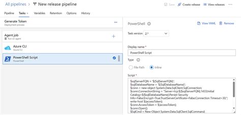 Running A Sql Script From The Azure Pipeline Using A Service Principal