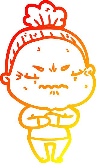 만화 짜증나는 노부인의 따뜻한 그라데이션 선 그리기 그라데이션에 대한 스톡 벡터 아트 및 기타 이미지 그라데이션 낙서 드로잉 등장인물 Istock
