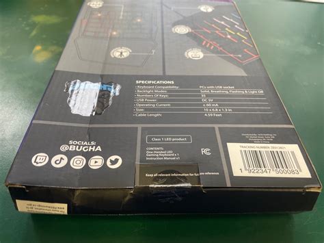 Bugha One Handed Led Gaming Keyboard For Pc 3 Led Light Modes Brand New Buya