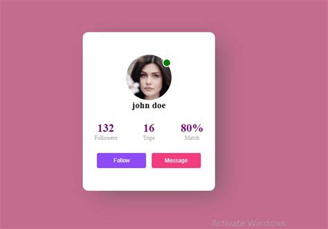 Pure Css User Profile Card Template Card Template Cards User Profile