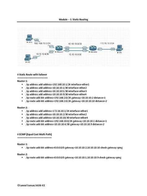 Stiatic Route Lab Pdf