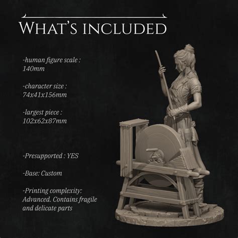 3D Printable Lara The Blacksmith Standalone Pose 02 Presupported By