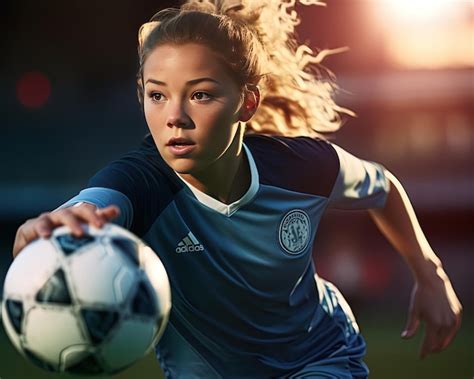 Premium Ai Image A Girl With A Soccer Ball In Her Hair Is Playing