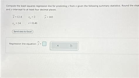 solved compute the least squares regression line for