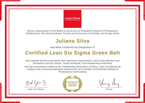Certified Lean Six Sigma Green Belt Certification Program Chartered
