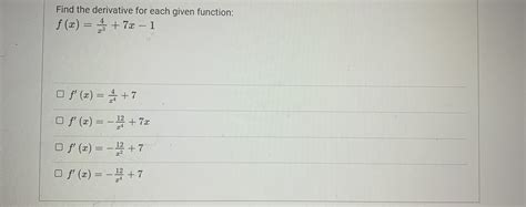Solved Find The Derivative For Each Given Function Chegg