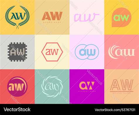 Aw Logo Company Template Letter A And W Logotype Vector Image