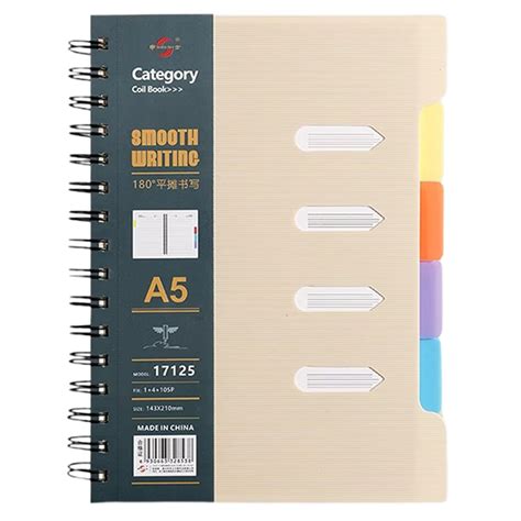 Ngheia Notebook Khaki 4 Subject Notebook Large Notebook With Dividers Notebooks For Work Multi
