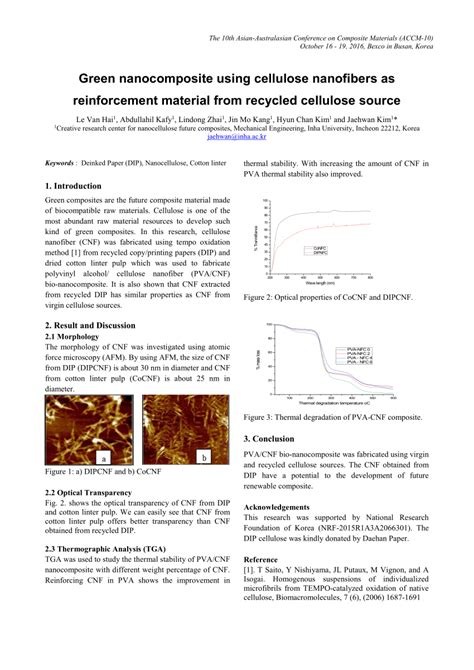 Pdf Green Nanocomposite Using Cellulose Nanofibers As Reinforcement