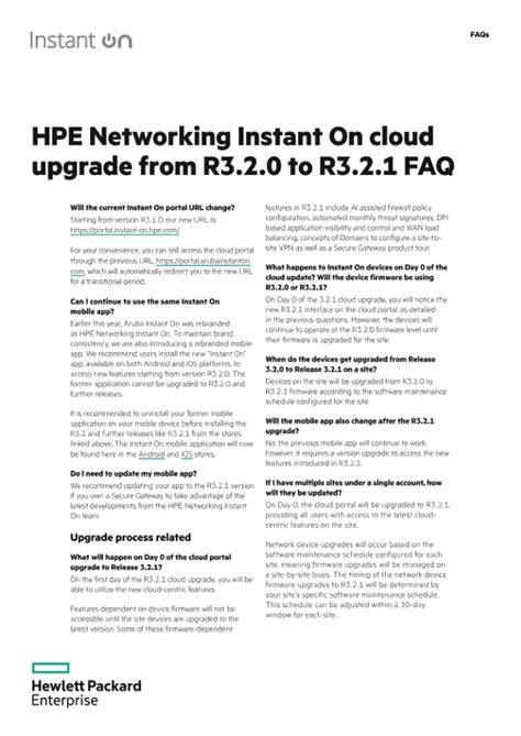 Hpe Networking Instant On 3 2 1 Faq