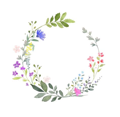 Watercolor Wildflower Wreath Clipart Floral Wreaths Clipart
