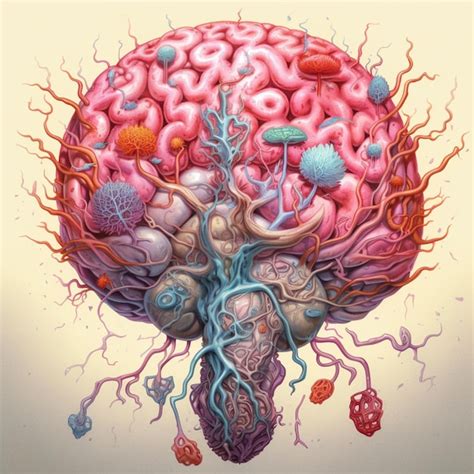 Ilustración De Un Cerebro Con Muchos Tipos Diferentes De Células
