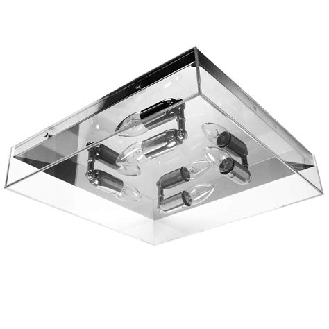 Square Quad Clear Glass Ceiling Light E14 240v Clear Glass 4 X 40w Mr