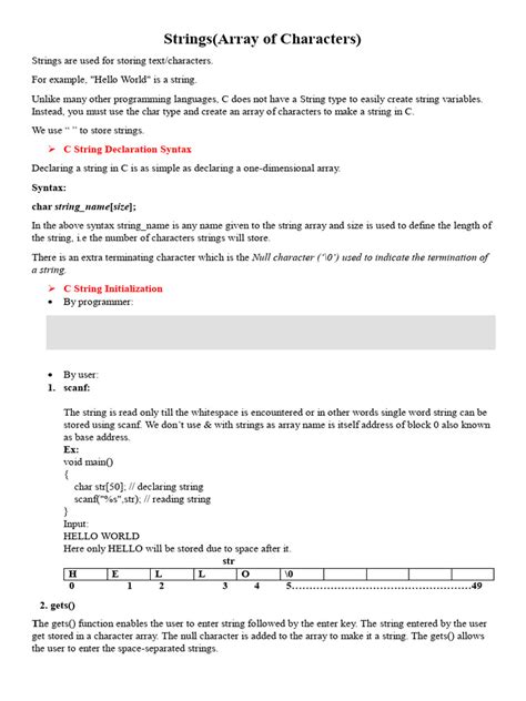 C String Handling And Functions Guide Pdf String Computer Science