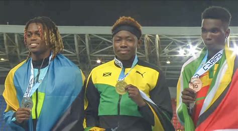 Jaydon Hibbert Defends Carifta Games Triple Jump Title Arkansas Razorbacks