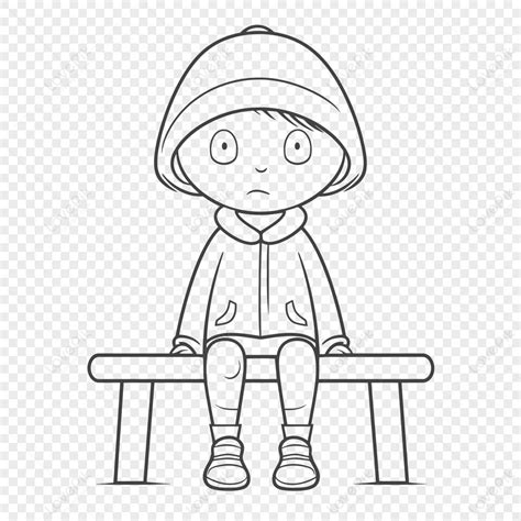 벤치에 앉아있는 소년 색칠 페이지 벡터 라인 그림 라디오 개요 스케치 드로잉소매선 그리기 Png 일러스트 무료 다운로드 Lovepik