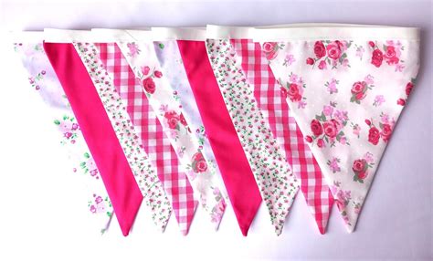 Pink Fabric Bunting Gingham And Ditsy Floral Prints Etsy