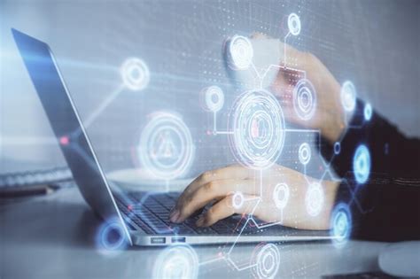 Premium Photo Multi Exposure Of Woman Hands Working On Computer And Data Theme Hologram