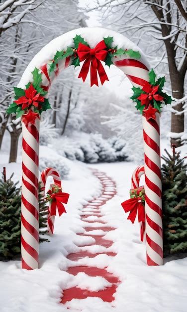 Premium Photo Photo Of Christmas Snowy Footprints Leading To A Candy