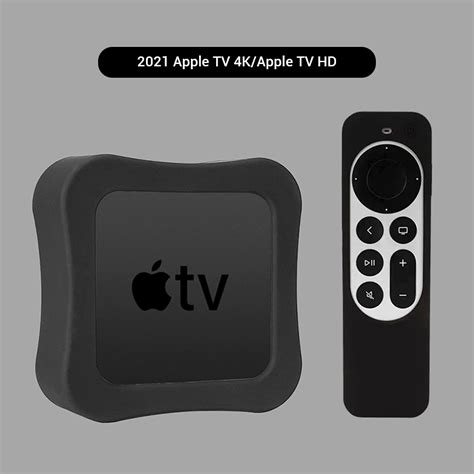 Silicone Remote Case And Tv Box Case For Apple Tv 4kapple Tv Hd Black
