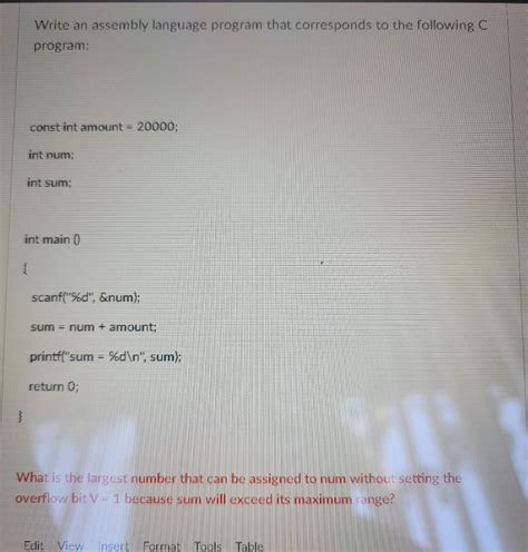 solved write an assembly language program that corresponds