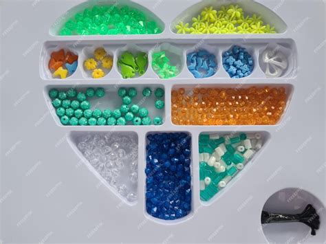 Premium Photo Multicolored Assorted Beads Set In A Box