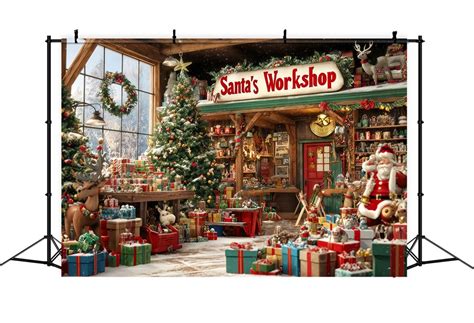Santas Workshop Backdrop Toy Shop T Wonderland Christmas Backdrop