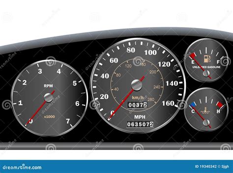 Car Dashboard Speedometer For Motor Or Sportscar Stock Vector