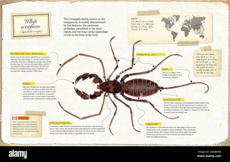 Infographic Of The Anatomy Of Whip Scorpion Typopeltis Crucifer