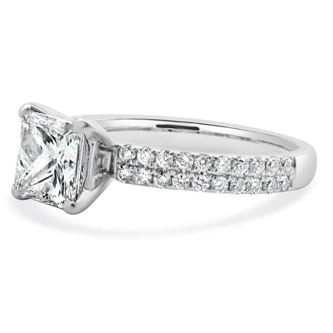 14 Karat White Gold Princess Cut Diamond Engagement Ring For Sale At