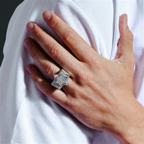 Rhodium Plated 925 Sterling Silver Star Cz Ring Gmr00312